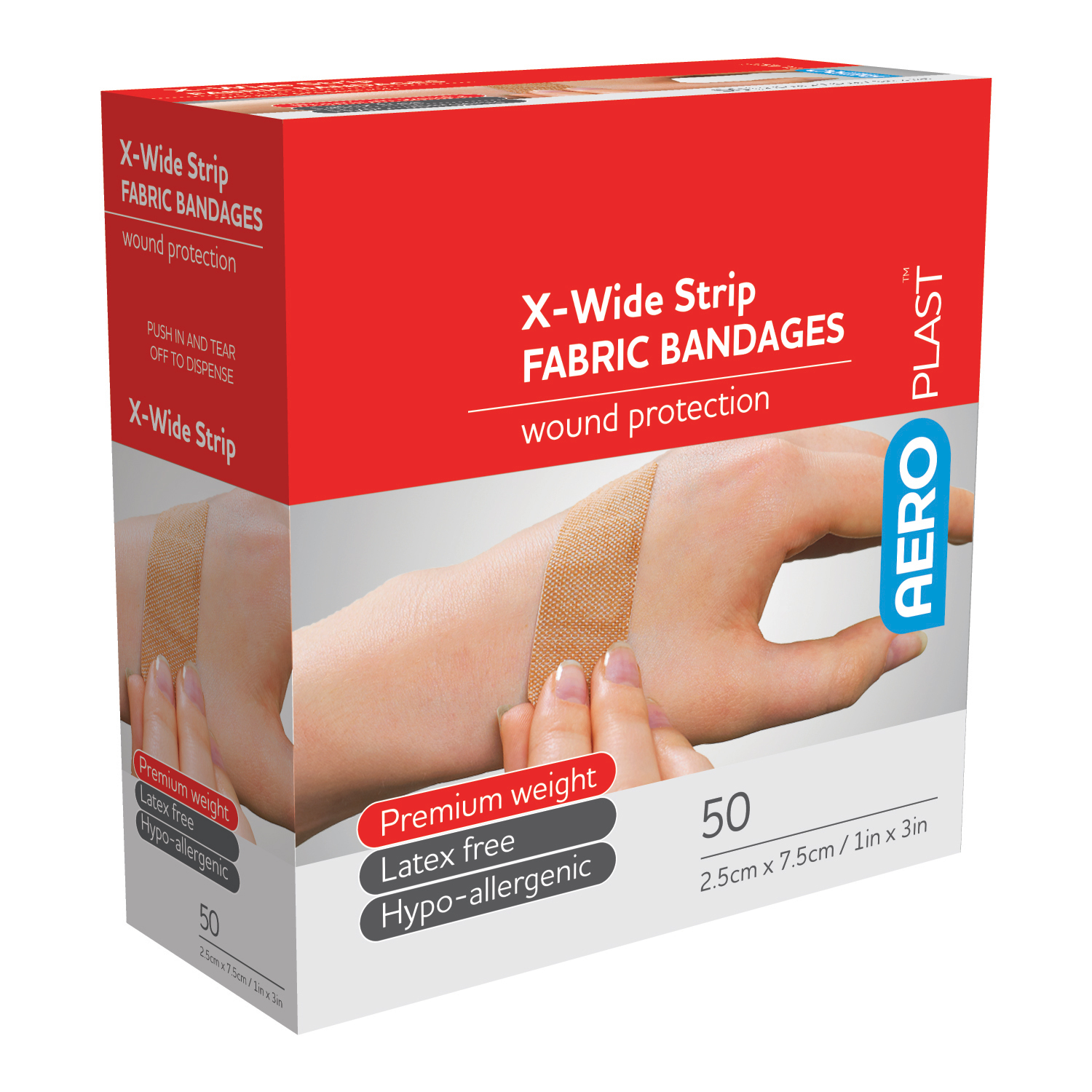 AeroPlast™ Fabric X-Wide Strip Bandages 1in x 3in 50/box #AFP6015 ...