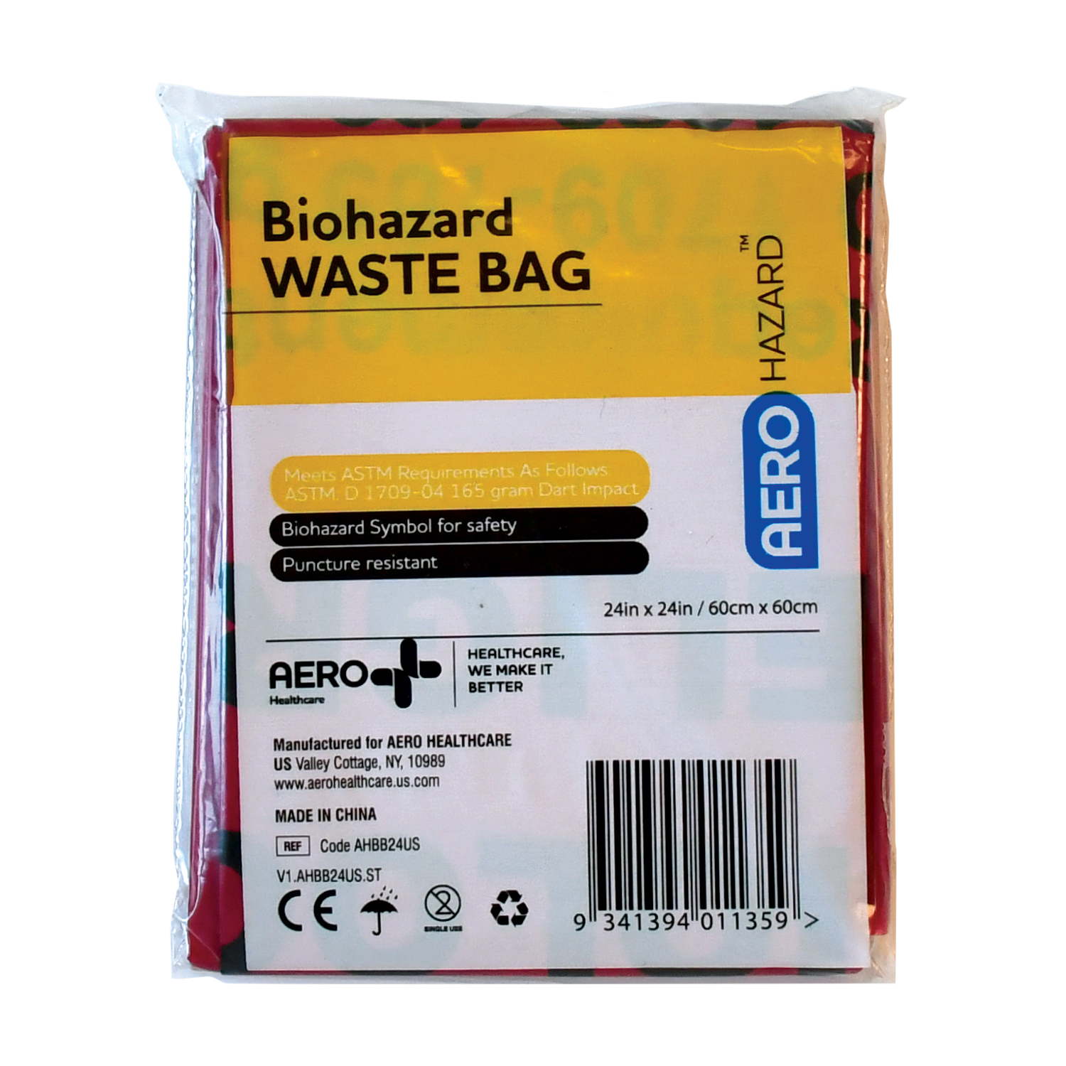 AeroHazard™ Biohazard Bag 24inx 24in #AHBB24US | Aero Healthcare USA