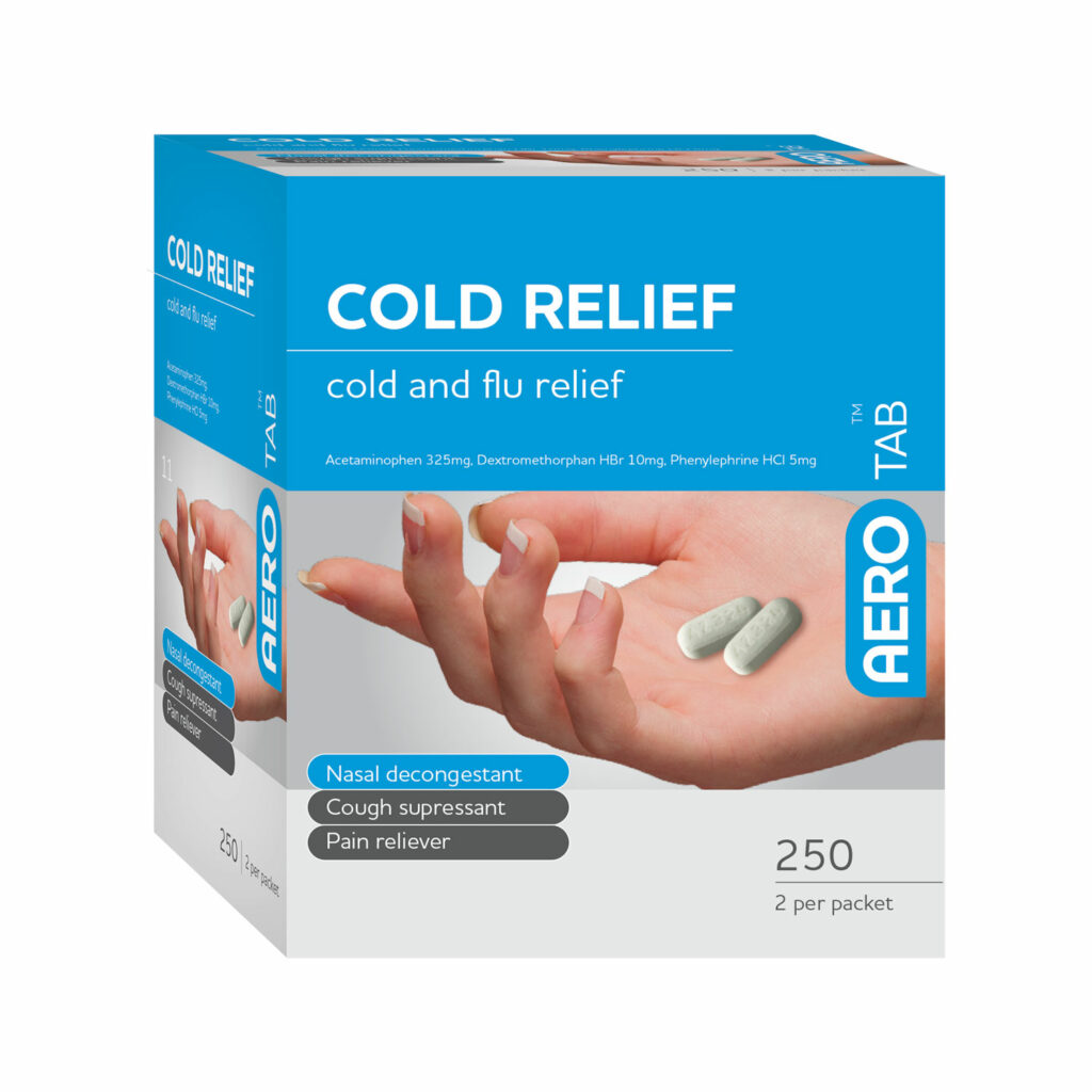 AeroTab™ Cold Relief Tablets 250/box #ATCO250 | Aero Healthcare USA