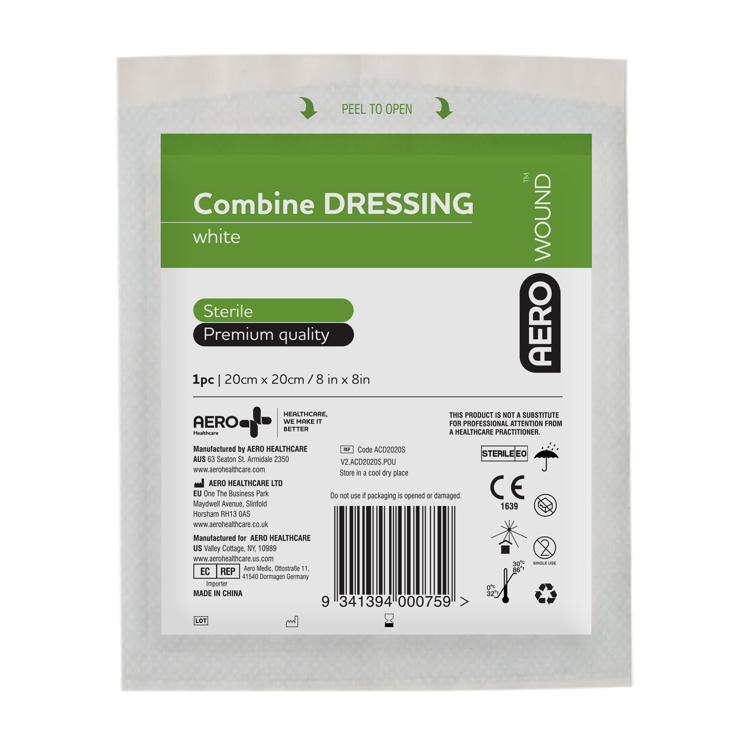 AeroWound™ Combine Dressing 8in #ACD2020S | Aero Healthcare USA