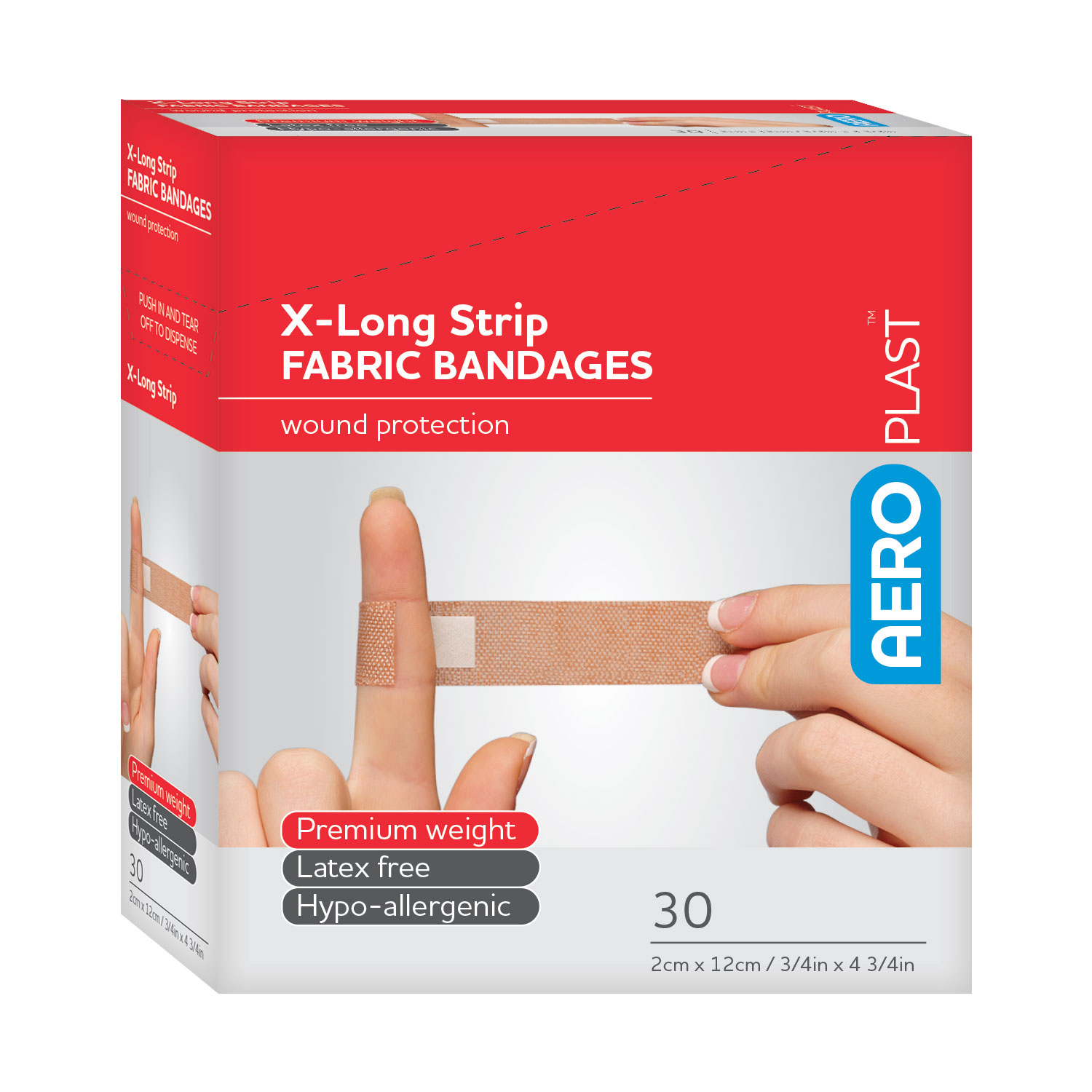 AeroPlast™ Fabric X-Long Strip (30/Box) #AFPX501 | Aero Healthcare USA