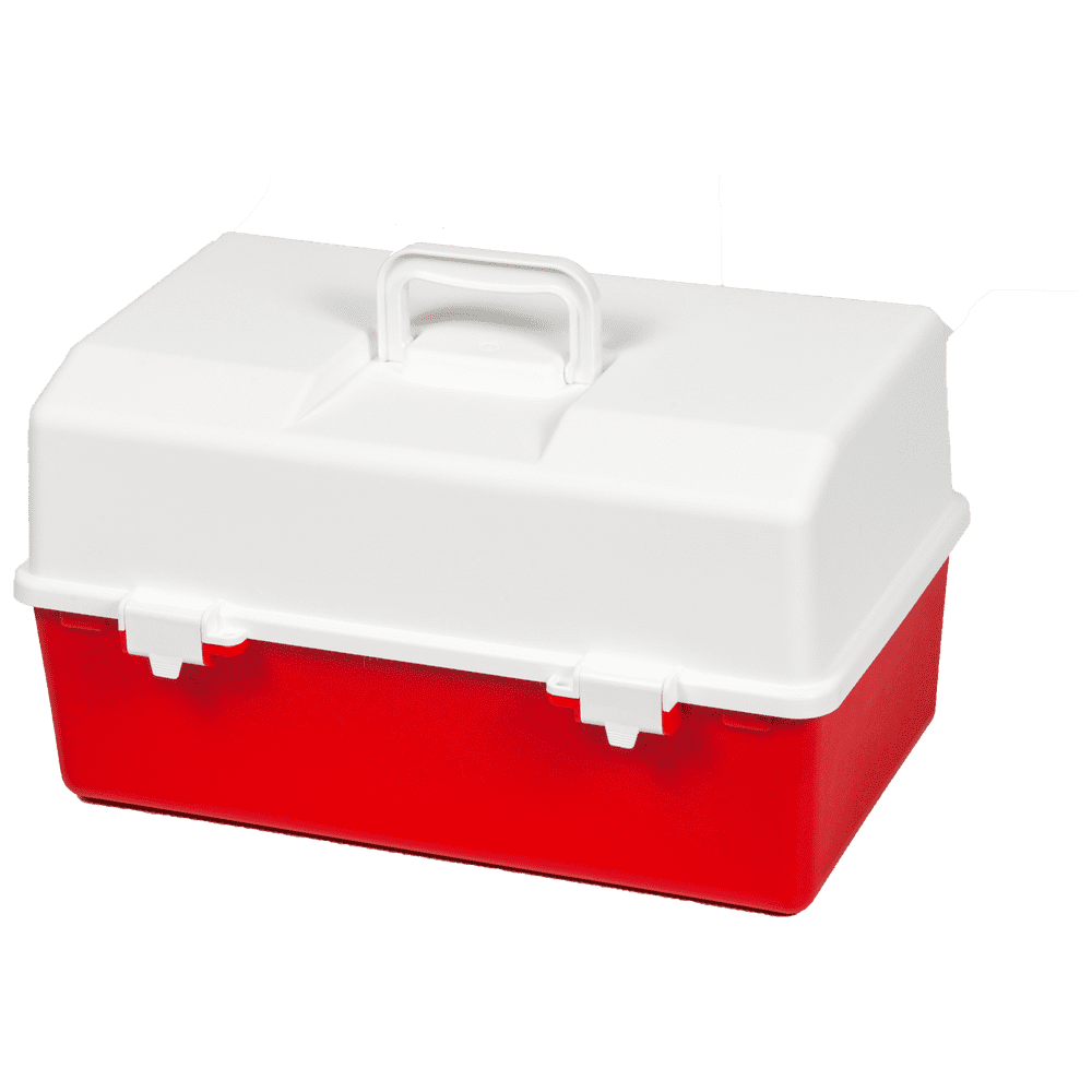 AEROCASE Red and White Plastic Tacklebox with 6 Trays | Aero Healthcare