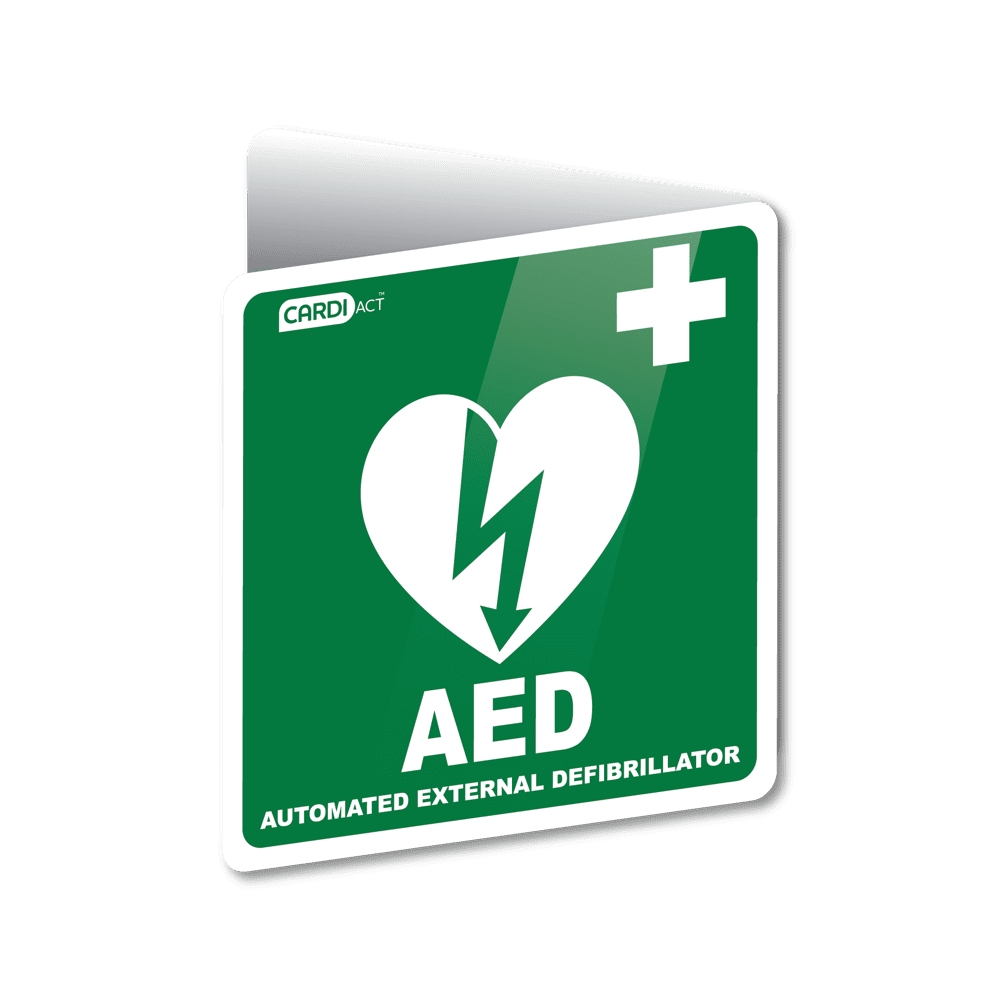 CARDIACT Poly AED Angle Bracket Sign 22.5 x 22.5cm | Aero Healthcare