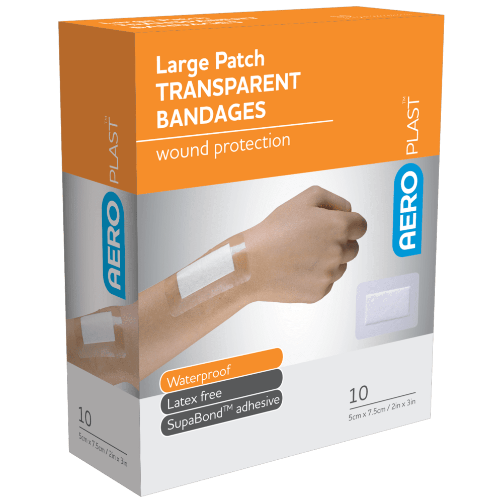 AEROPLAST Transparent Large Patch 7.5 x 5cm Box/10 | Aero Healthcare