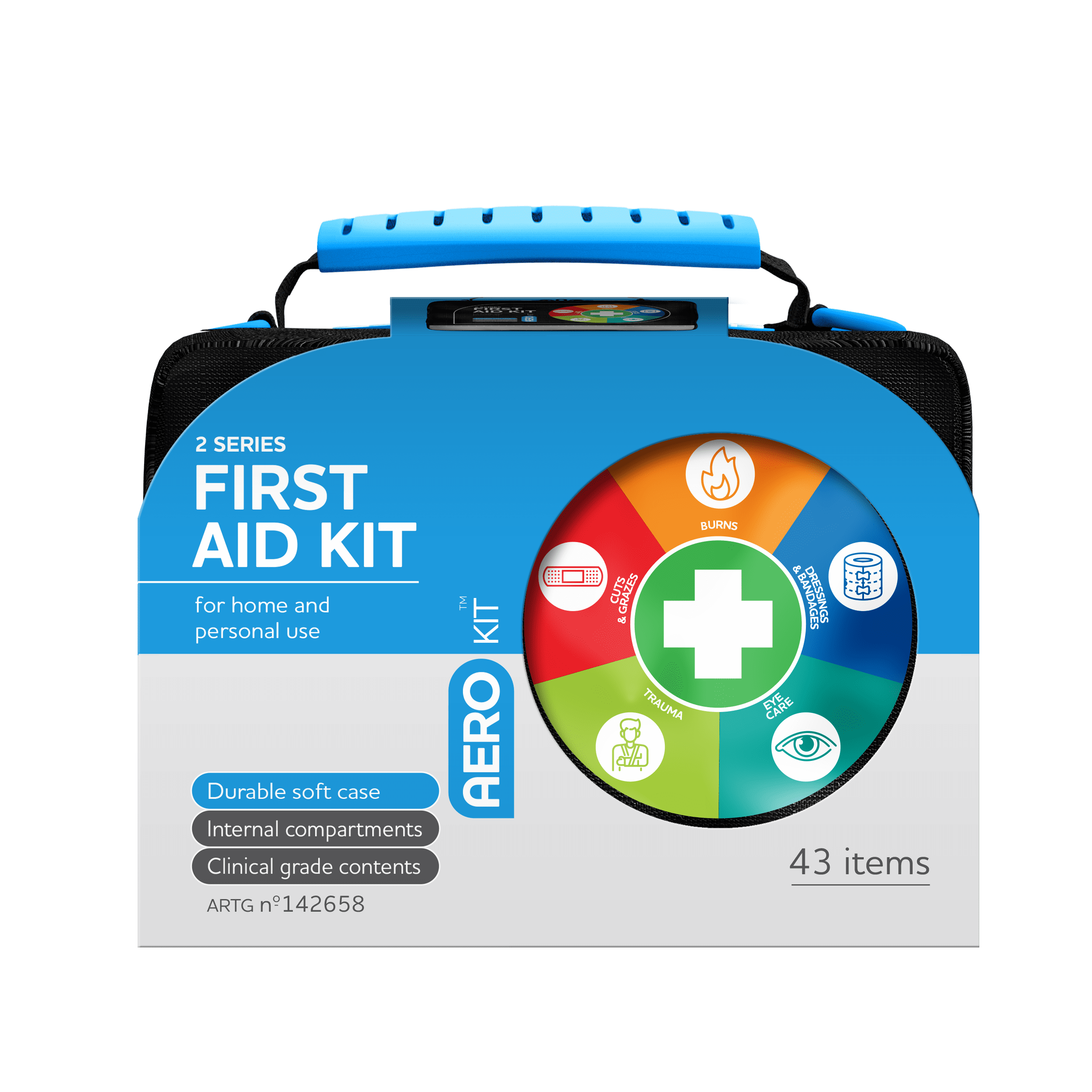 AEROKIT 2 Series First Aid Kit Softpack Black | Aero Healthcare