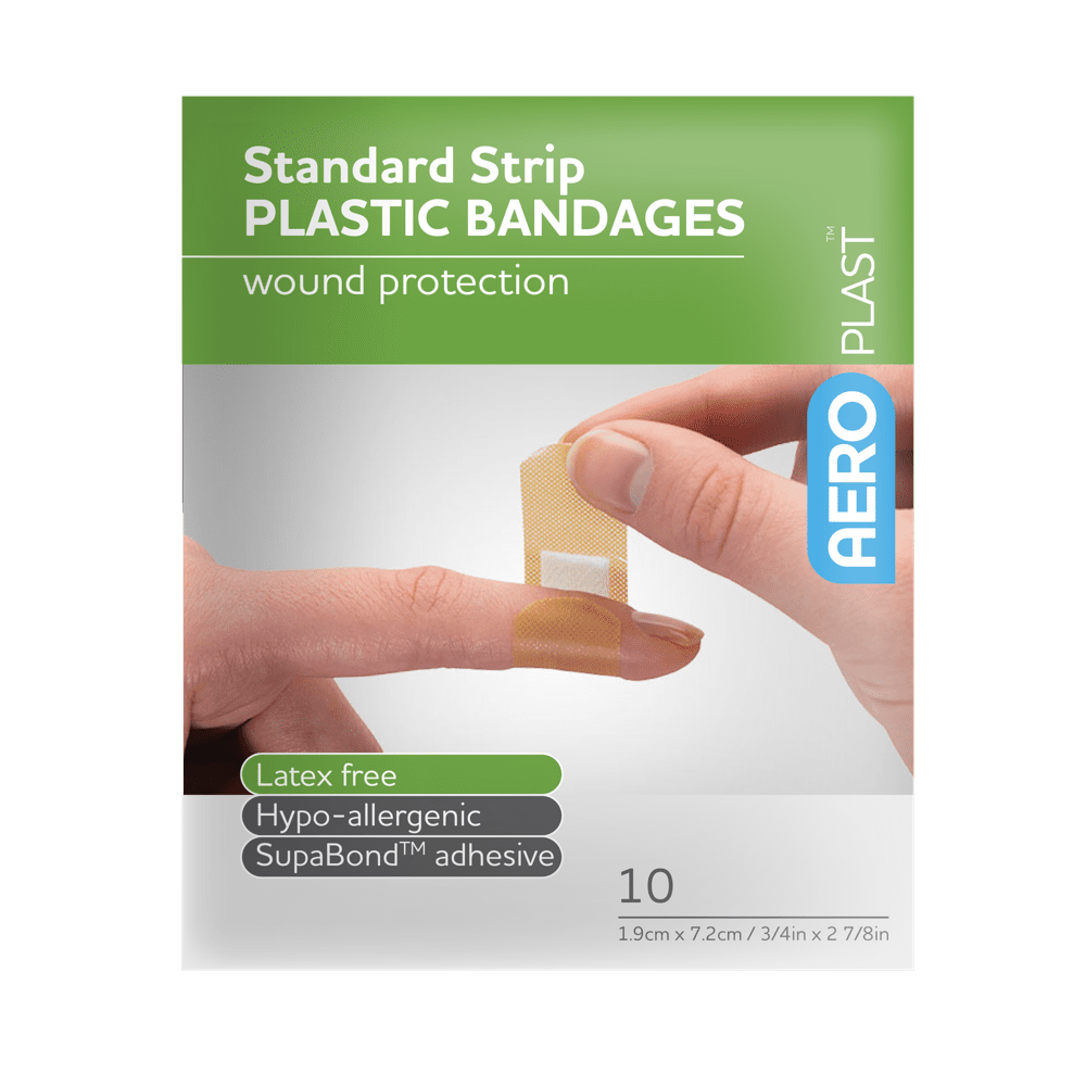 AEROPLAST Plastic Standard Strip 7.2 x 1.9cm Env/10 | Aero Healthcare